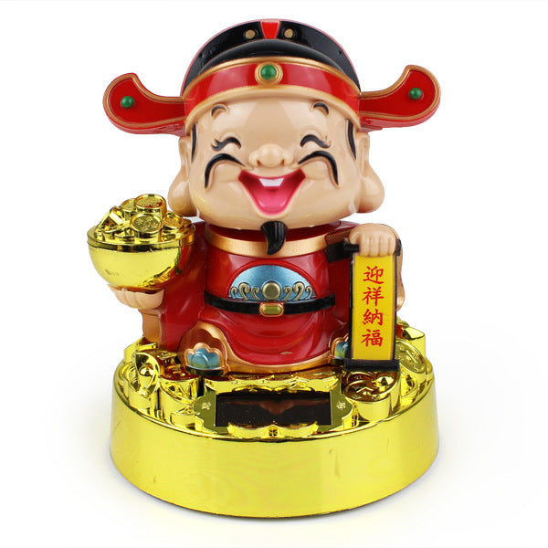 Five Wealth God Solar Powered Nodding Head Statue – Serenitygifts.com.au